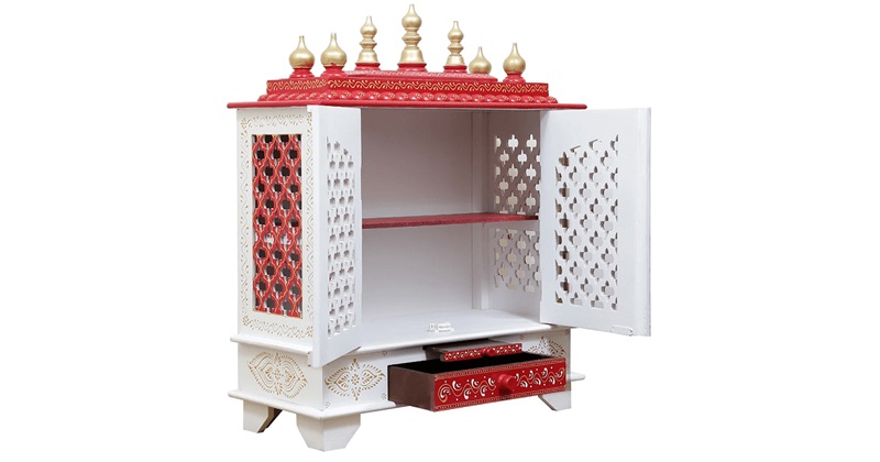 Hand Painted Large Home Temple with removeable slab inside (white, red ...